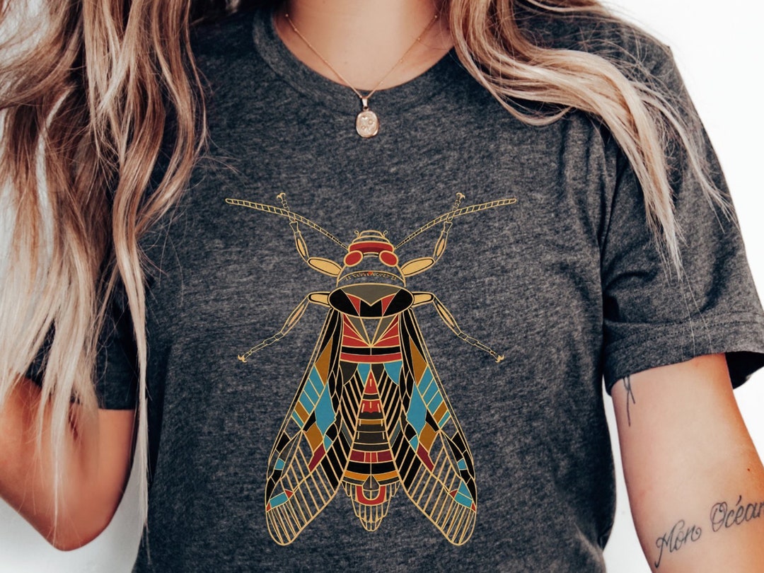 Vintage Cicada T-shirt, Art Deco Insect Design, Unique Bug Graphic Tee ...