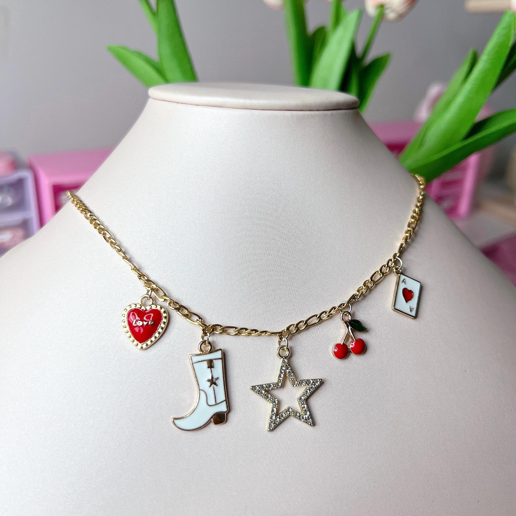 Create Your Own Custom Charm Necklace, Gold Summer Charm Necklace ...