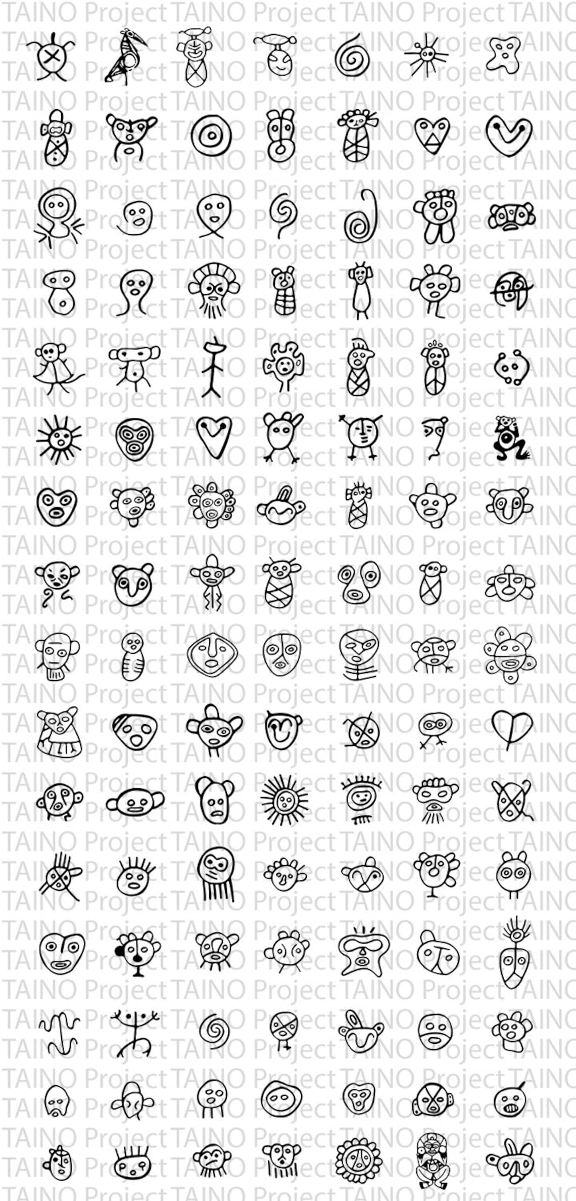 Taino Symbols Vector Art - 112 Petroglyphs, Puerto Rico (digital ...