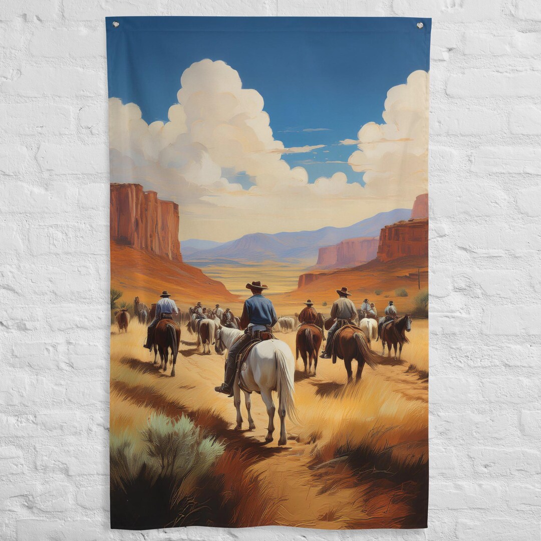 Cowboy Wall Hanging – Quirky Old West Wilderness Tapestry - Etsy