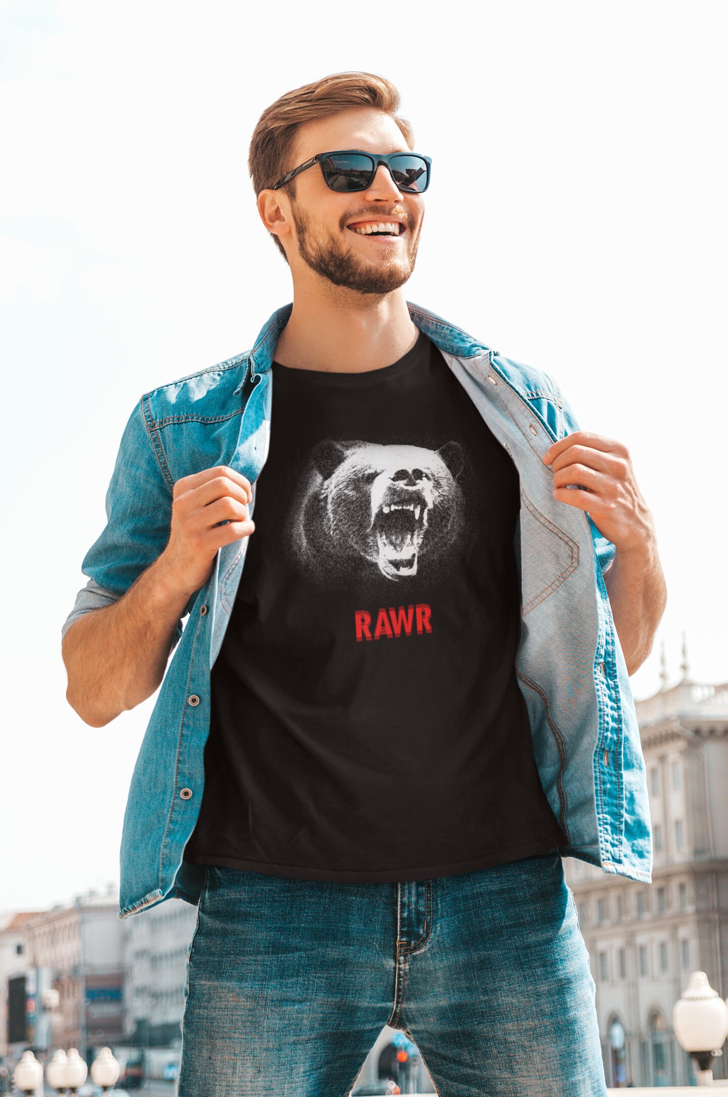 RAWR Roaring Grizzly Bear T-shirt Nature-inspired Wildlife Apparel - Etsy