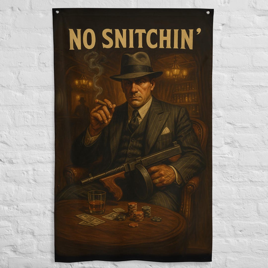 Mobster Wall Hanging, "no Snitchin'" – Vintage Speakeasy Art, Gangster ...