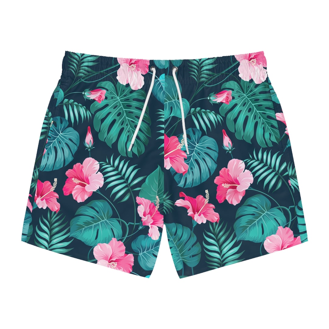 Tropical Flower Swim Trunks Stylish and Vibrant Beachwear - Etsy