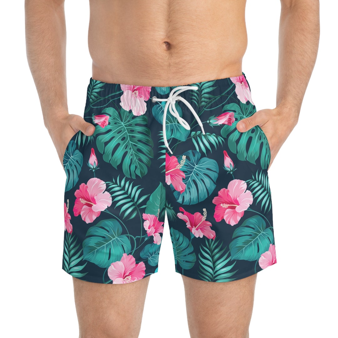 Tropical Flower Swim Trunks Stylish and Vibrant Beachwear for Men - Etsy