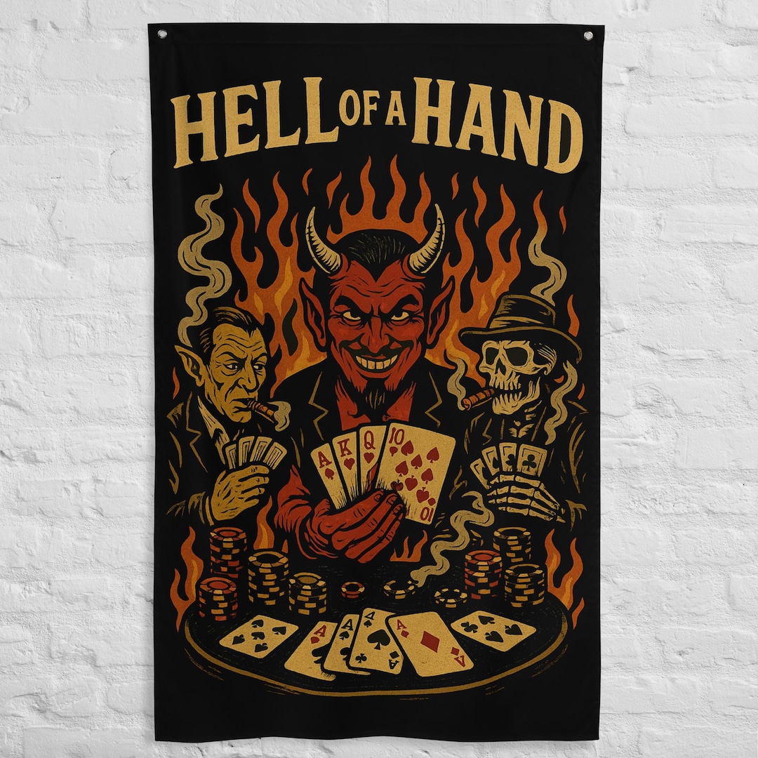 Poker Wall Hanging – “hell of a Hand” Devil Poker Art - Etsy