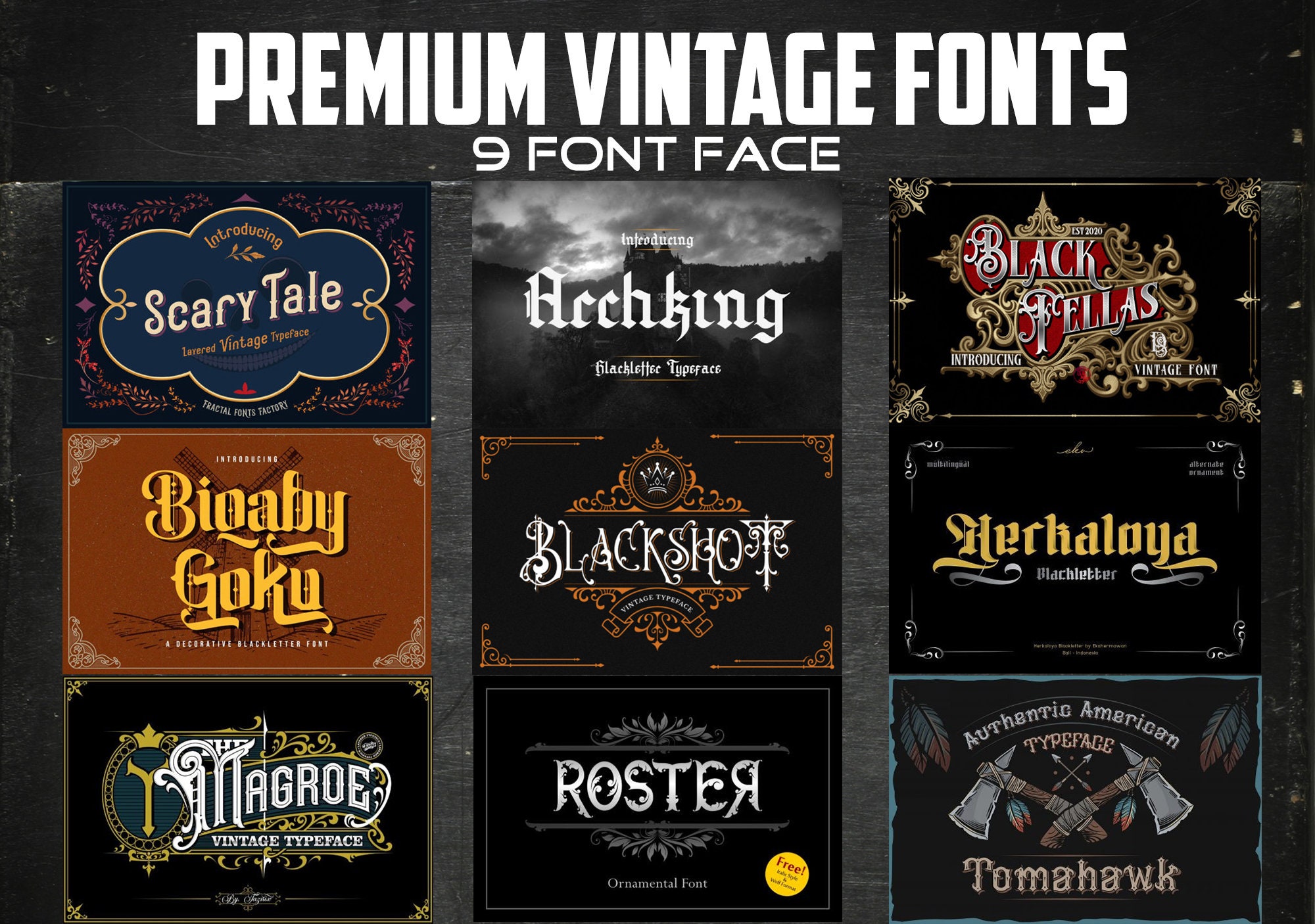 Vintage Retro Script Font Bundle 9 Fonts Instant Download Canva, Cricut ...