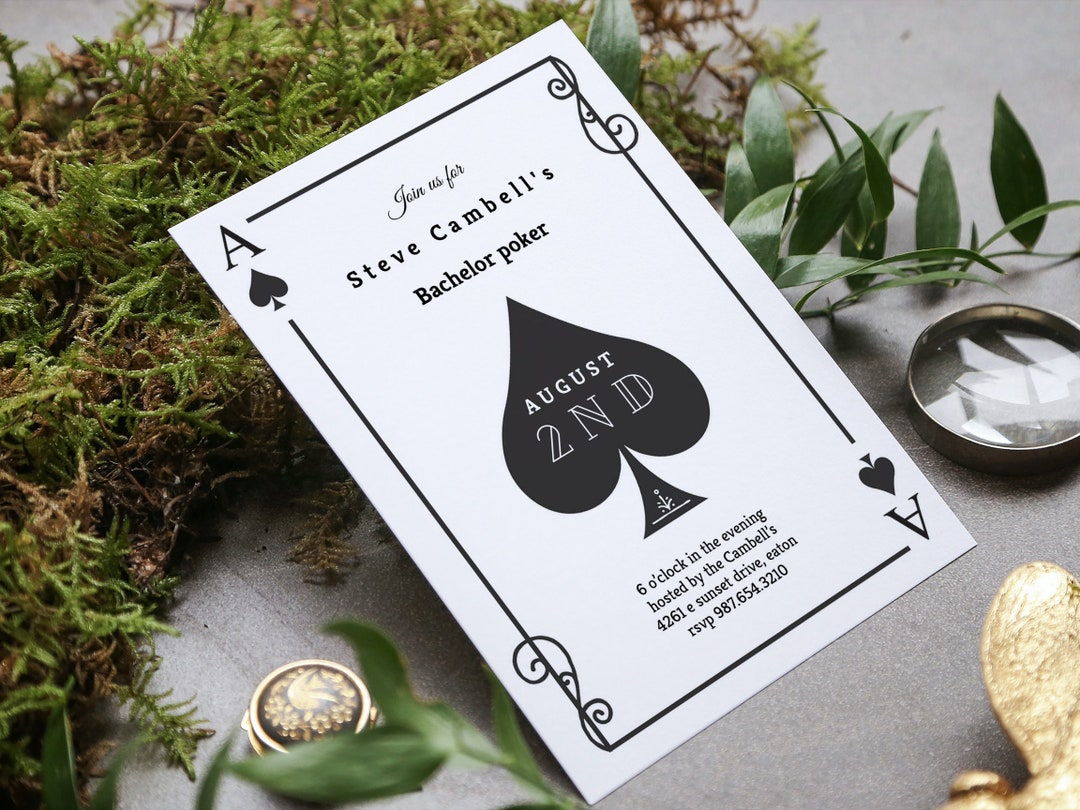 Digital Ace of Spades Party Invitation Bachelor Poker - Etsy Australia