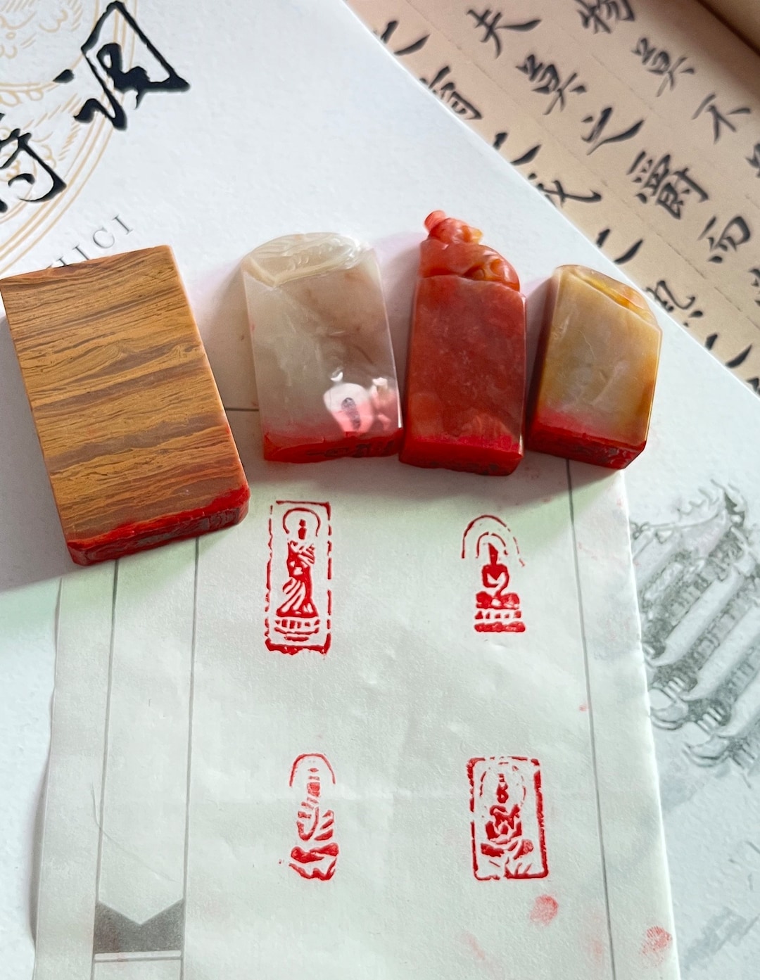 Handcrafted Buddha Statue Seal Stone, Chinese Calligraphy Stamp - Etsy