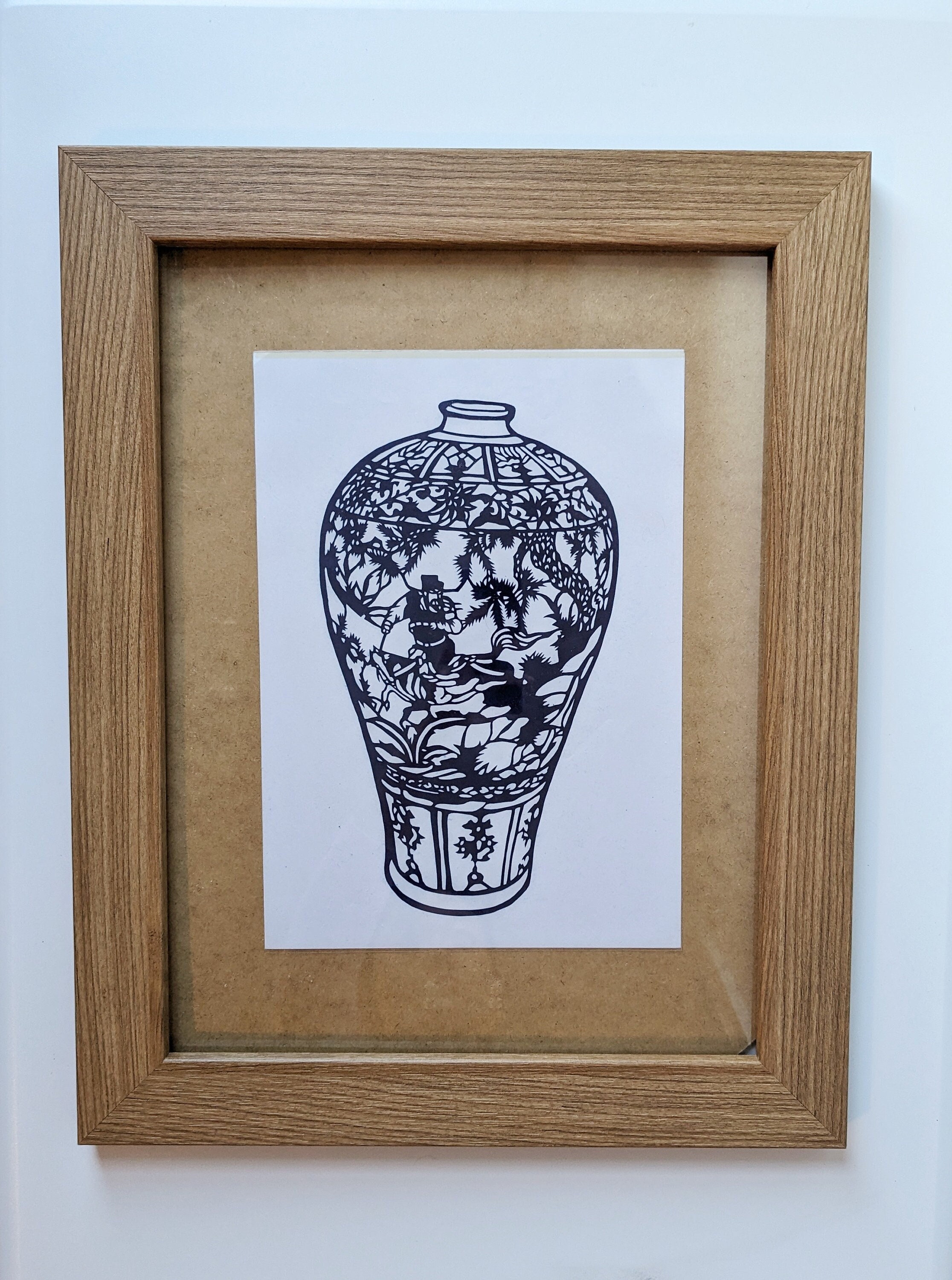 Handmade Paper Cutting Art: Chinese Vase Design, Asian Decor - Etsy