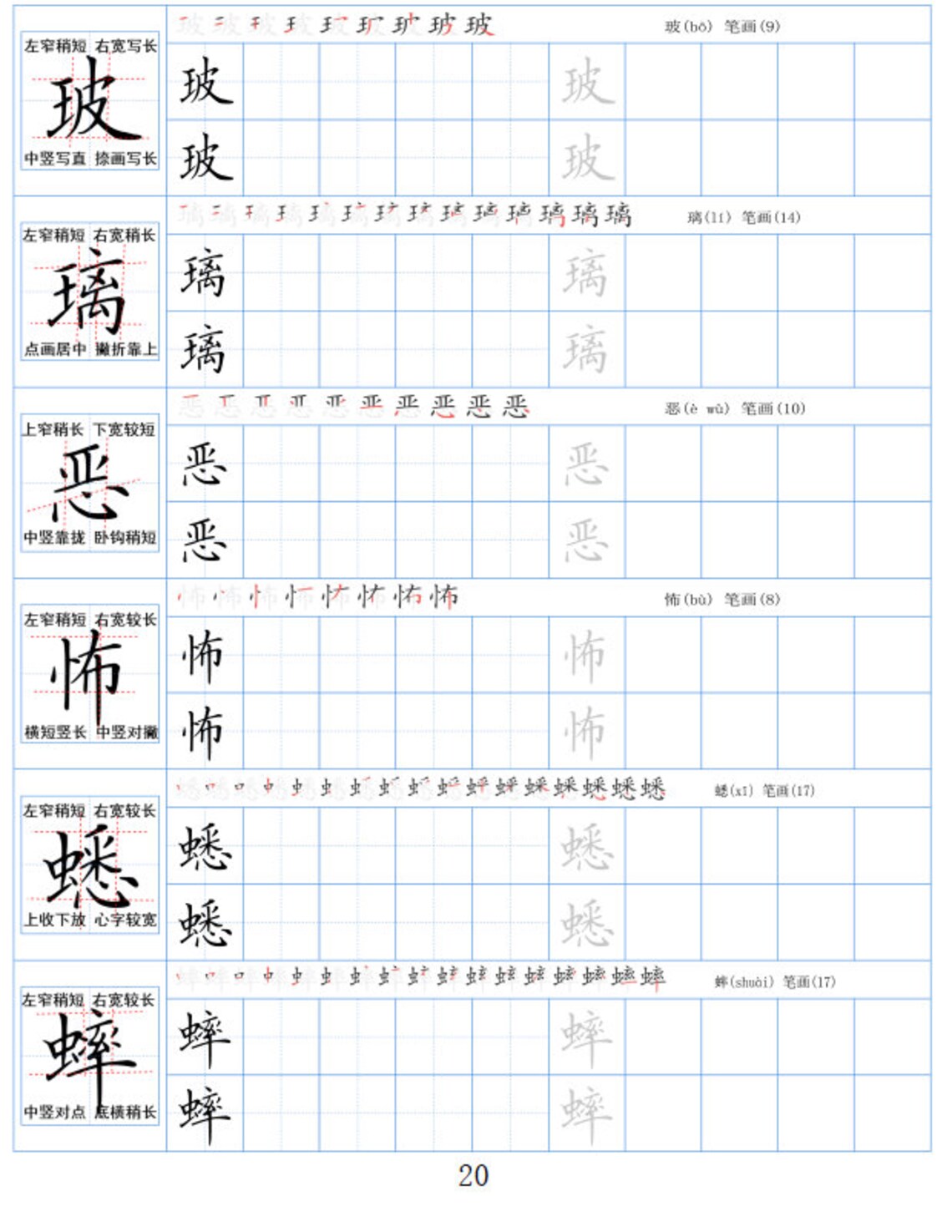 Chinese Characters Writing Worksheet Level 5-6/printable Chinese ...