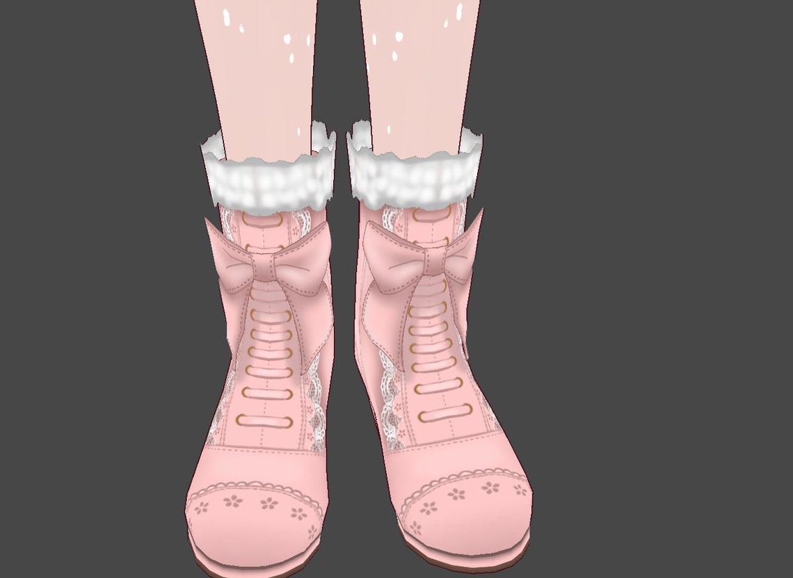 Vroid Model Assets Clothing Texture Kawaii Pastel High Heeled Boots - Etsy