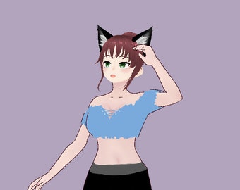 Ghost Cat Girl Premade 3D Vroid VRM Model Streamer and Vtuber ...