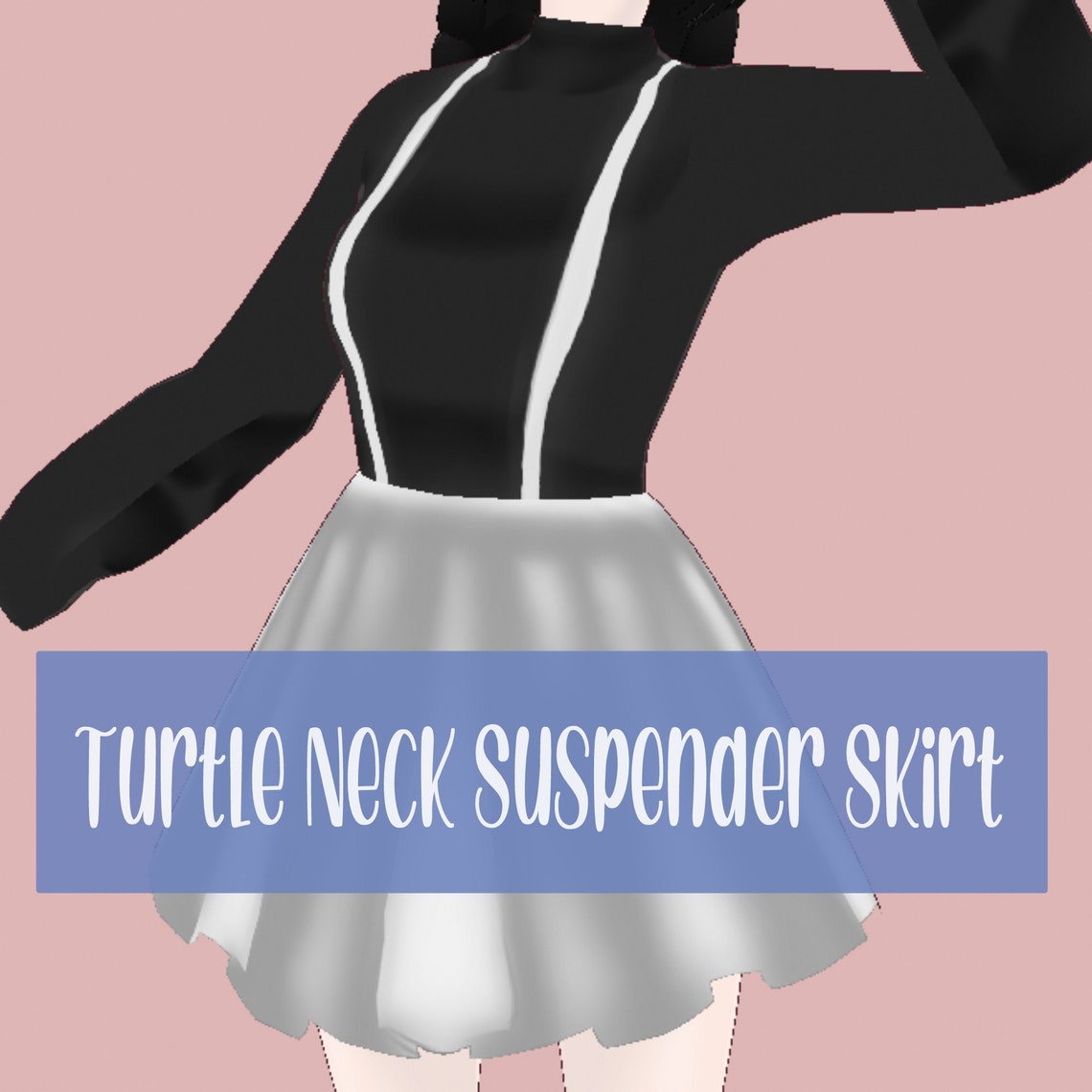 Vroid Model Assets Clothing Texture Turtleneck and Suspender Skirt for ...