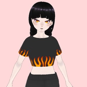 Vroid Vtuber Vrchat Model Clothing Assets 3D Crop Top Red Cloud With ...
