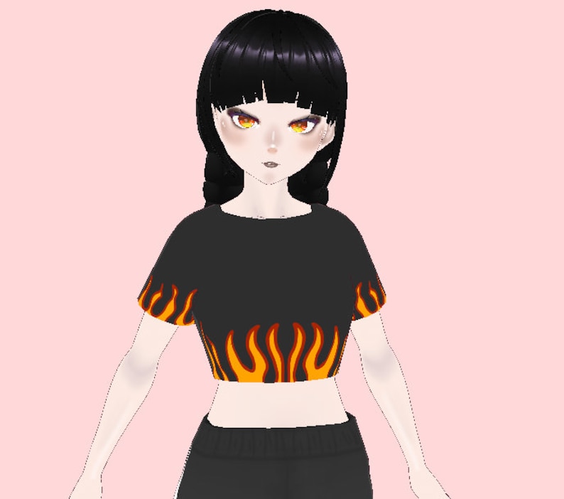 Vroid Vtuber Vrchat Model Clothing Assets 3D Crop Top Red Cloud With ...