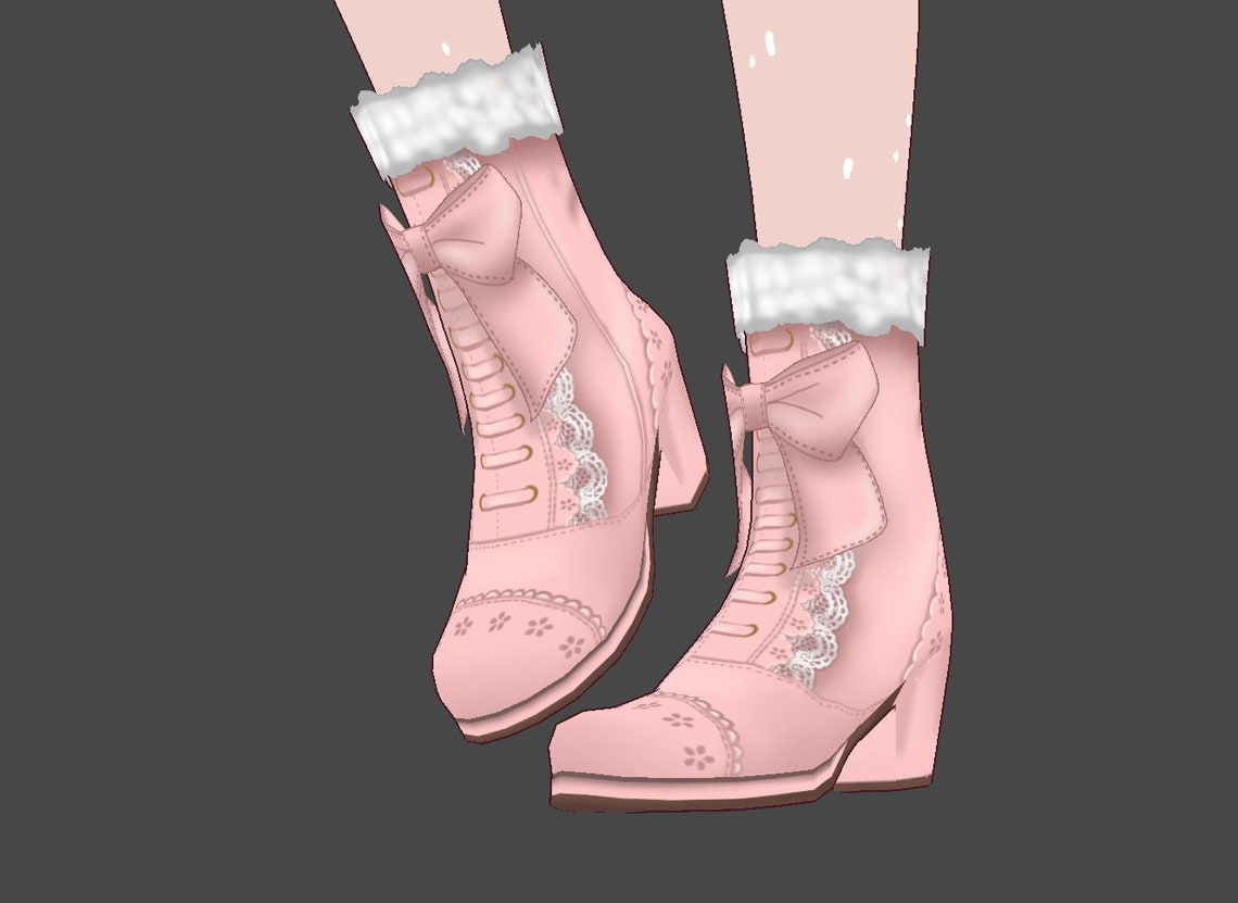 Vroid Model Assets Clothing Texture Kawaii Pastel High Heeled Boots - Etsy