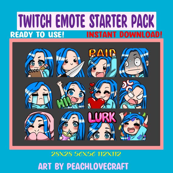 Chibi Girl Emote Pack for Twitch Streamers Discord Emotes Blue - Etsy ...