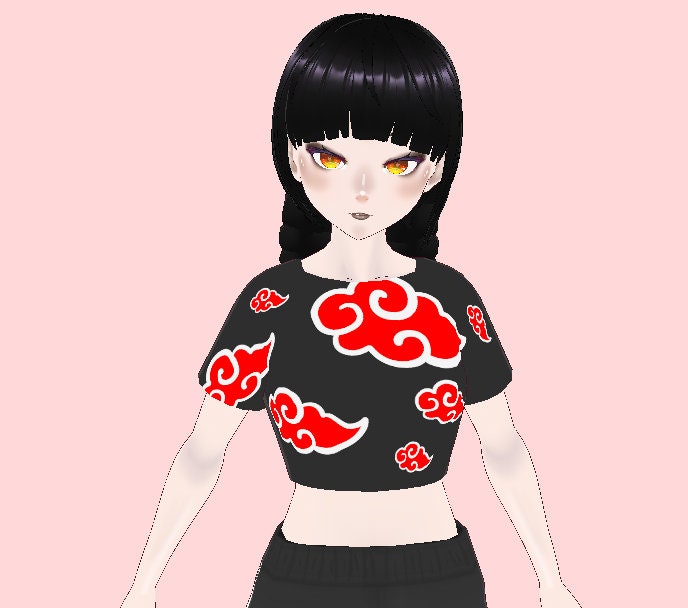 Vroid Vtuber Vrchat Model Clothing Assets 3D Crop Top Red Cloud With ...