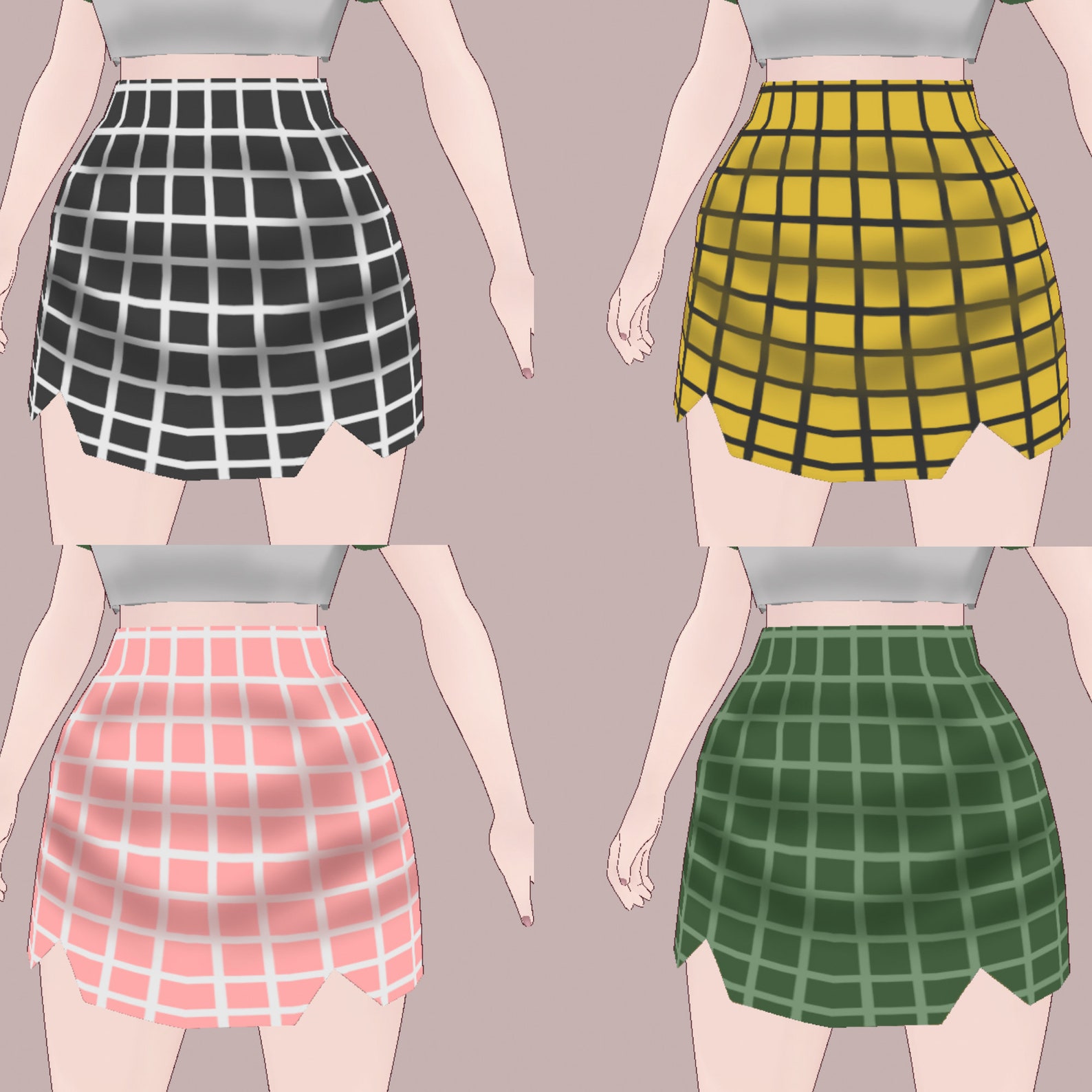 Vroid Model Assets Clothing Texture Checkered Pencil Skirt for 3D ...