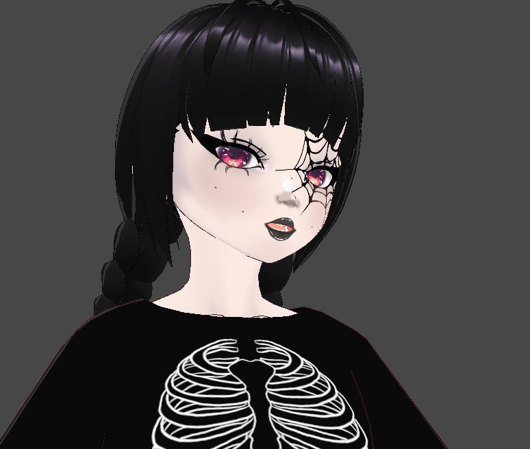 Vroid Body + Face Texture Gothic Spider Female Halloween 3D Vtuber ...