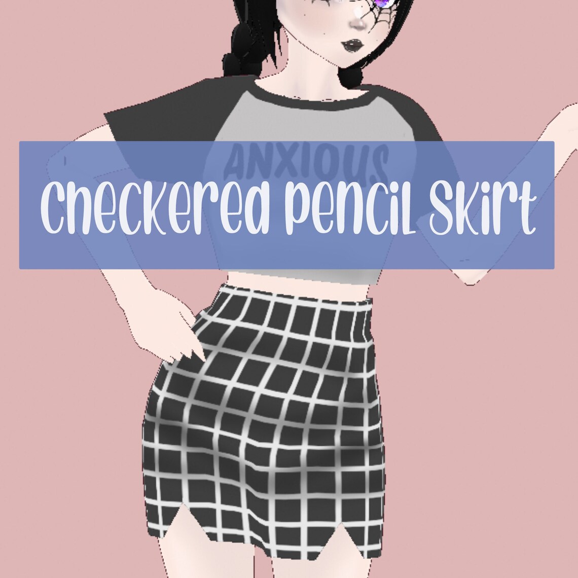 Vroid Model Assets Clothing Texture Checkered Pencil Skirt for 3D ...