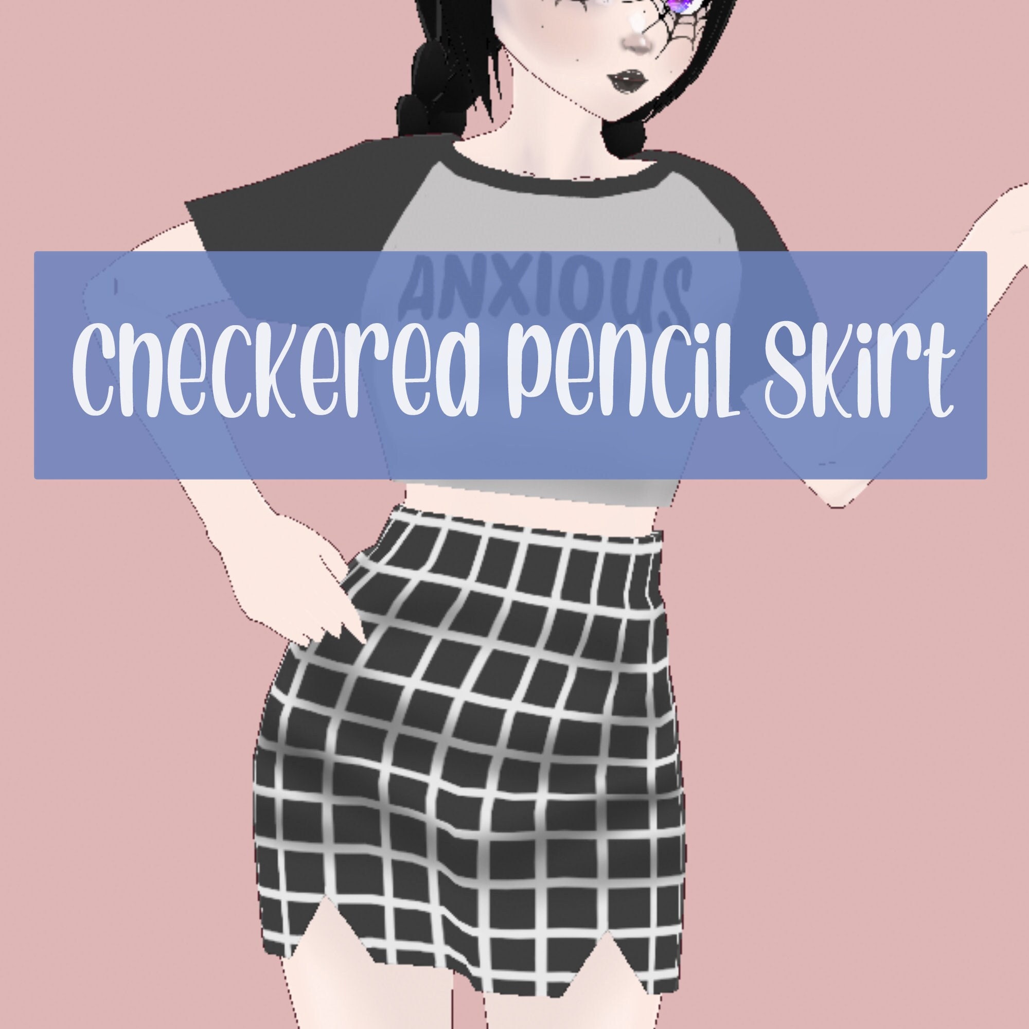 Vroid Model Assets Clothing Texture Checkered Pencil Skirt for 3D ...