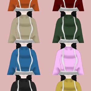Vroid Model Assets Clothing Texture Turtleneck and Suspender Skirt for ...