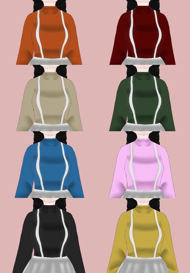 Vroid Model Assets Clothing Texture Turtleneck and Suspender Skirt for ...