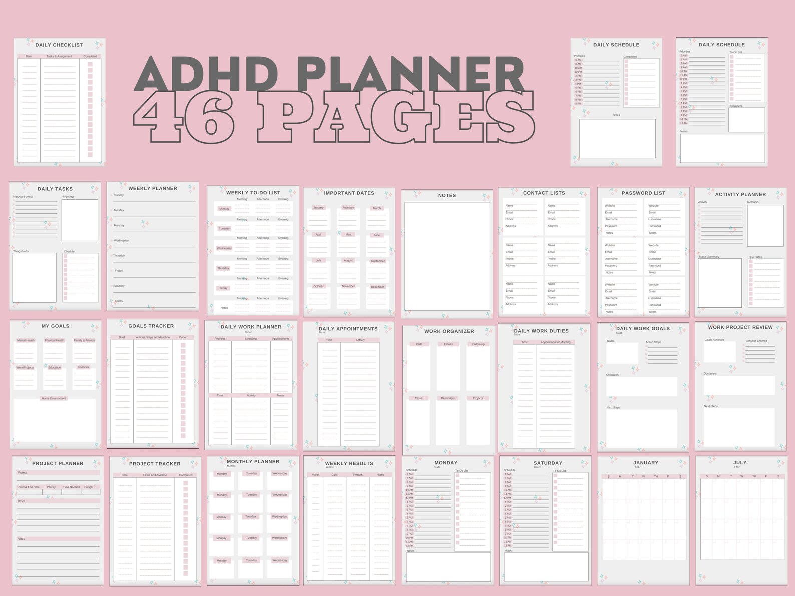 ADHD Digital Planner Printable Planner ADHD Journal Daily Etsy Denmark