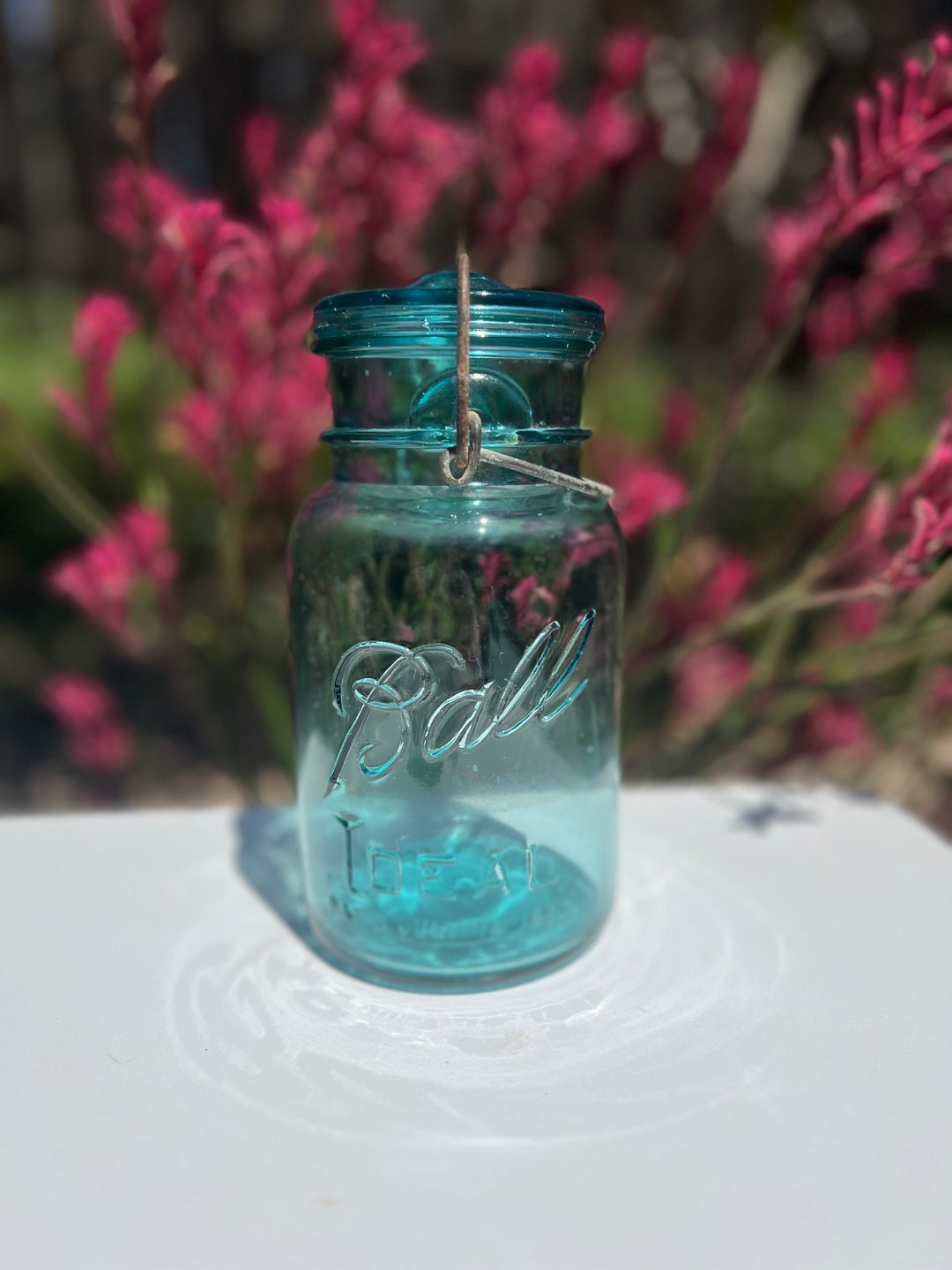 Blue Ball Jar Vintage Ideal Quart 32oz Wire Top - Etsy