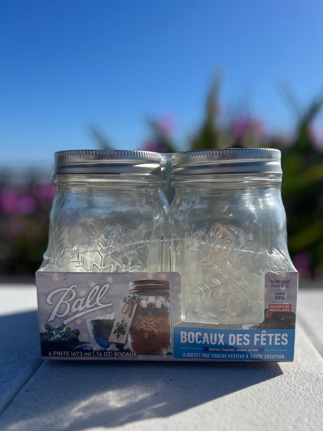 Snowflake Holiday Ball Jars Case of 4 Limited Edition 16oz Clear Pint ...