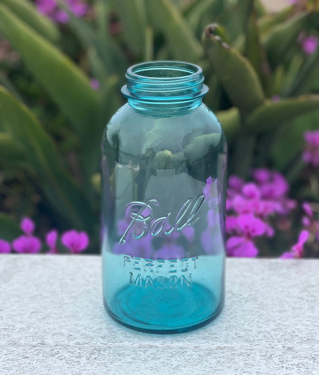 Ball Mason Jar | Blue Vintage Perfect Jar Half Gallon 64 Ounce Without ...