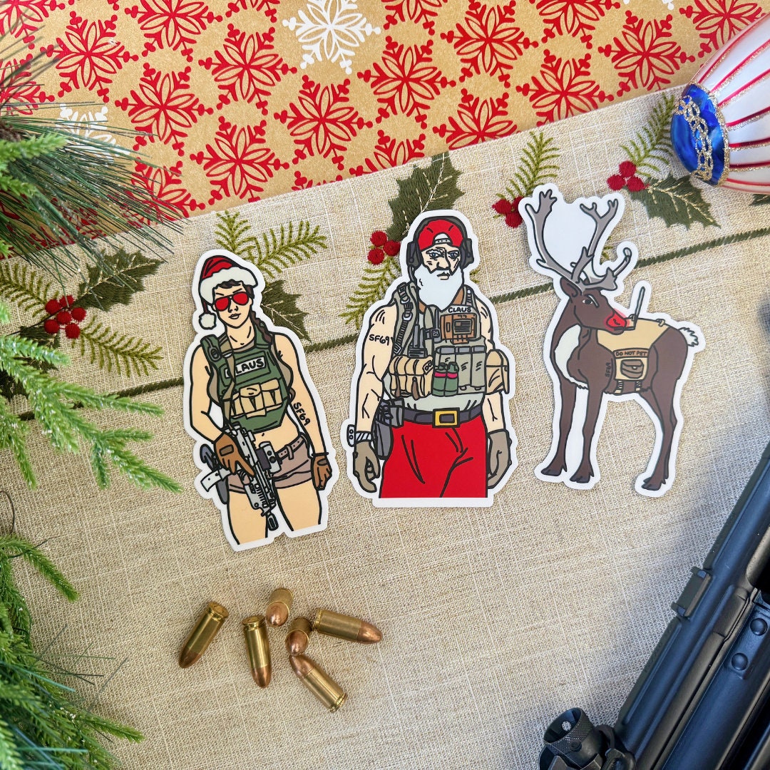 Christmas Tactical Sticker Pack | Bad Santa, Thicc Mrs. Claus, and Killer K9 Rudolph by ...