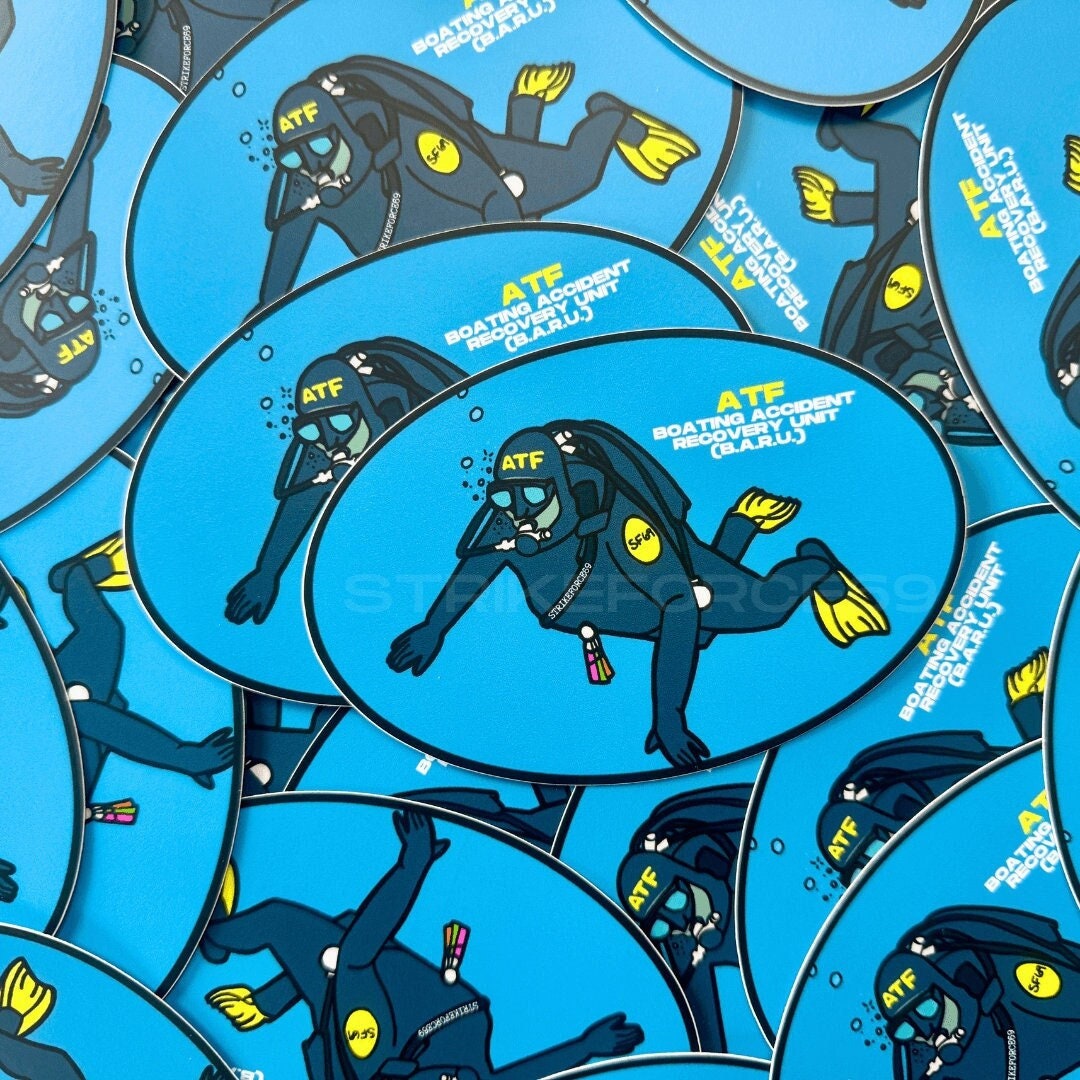 ATF Boating Accident Recovery Unit Sticker | Boating Accident Meme ...