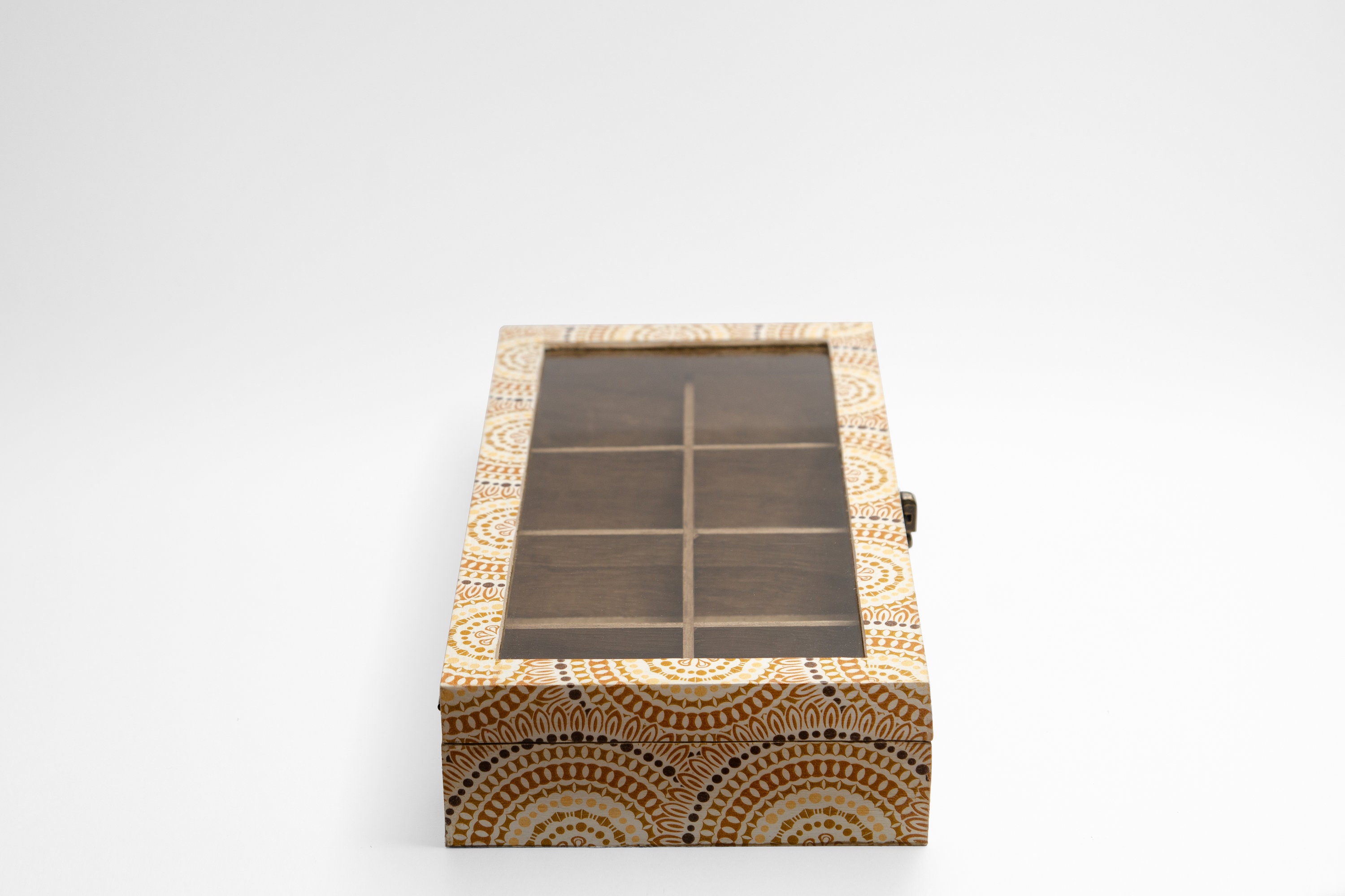 Mandala Wooden Tea Box Boho Tea Bags Box With Glass Lid Tea - Etsy