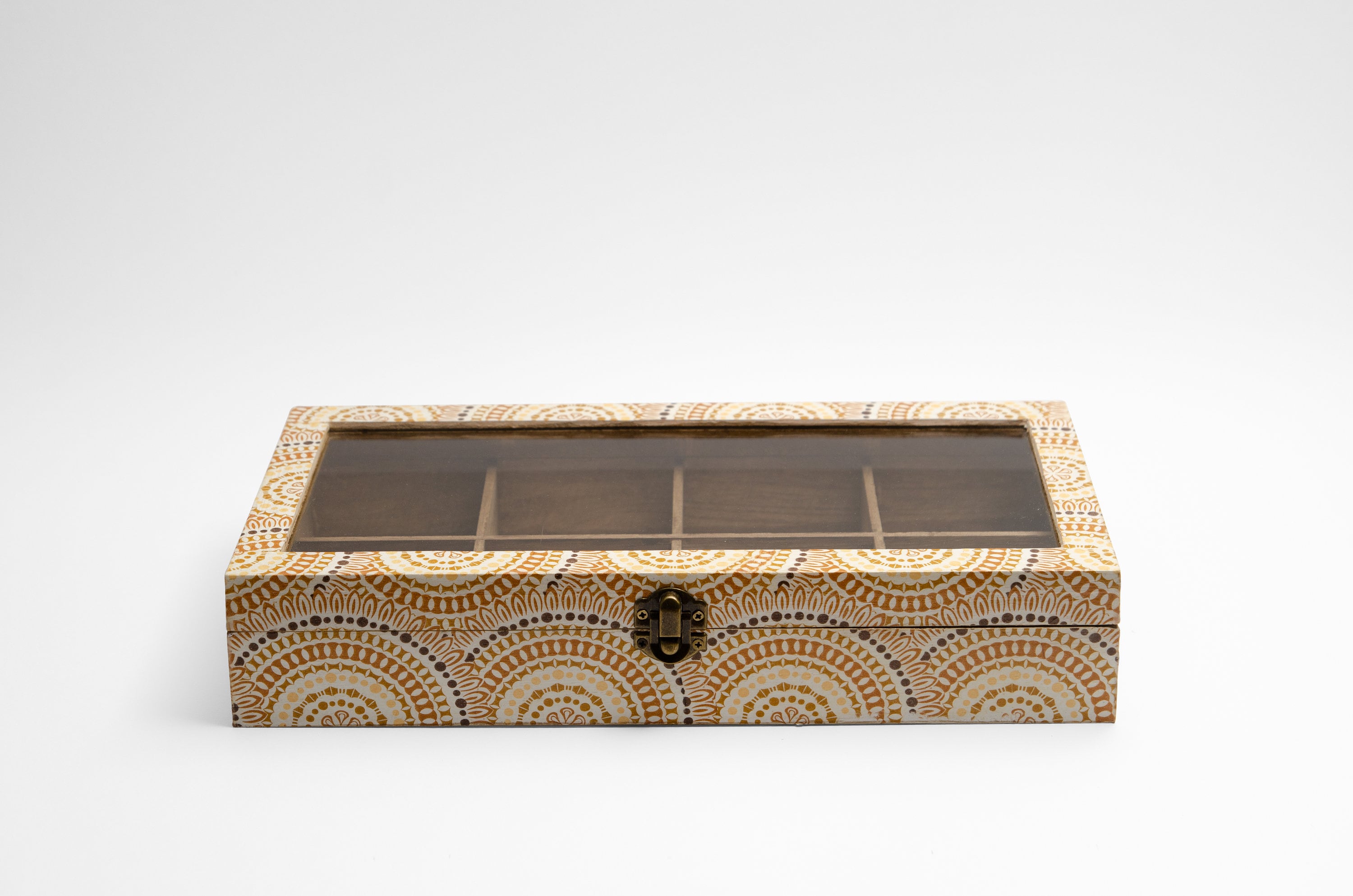 Mandala Wooden Tea Box Boho Tea Bags Box With Glass Lid Tea - Etsy