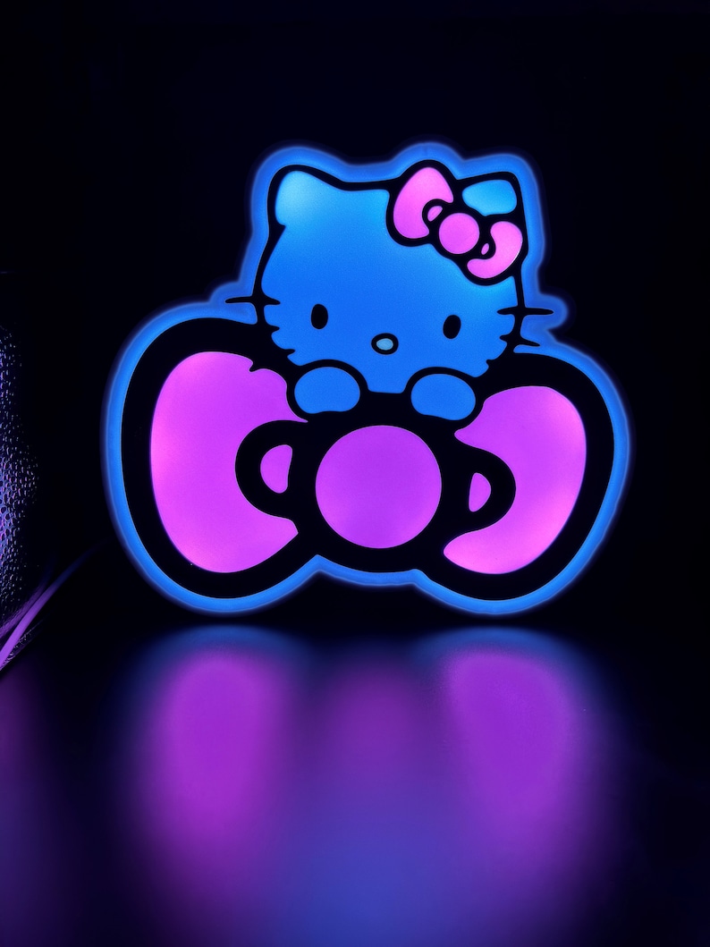 3D Printed Hello Kitty Light Box With LED Lights Pre-installed - Etsy