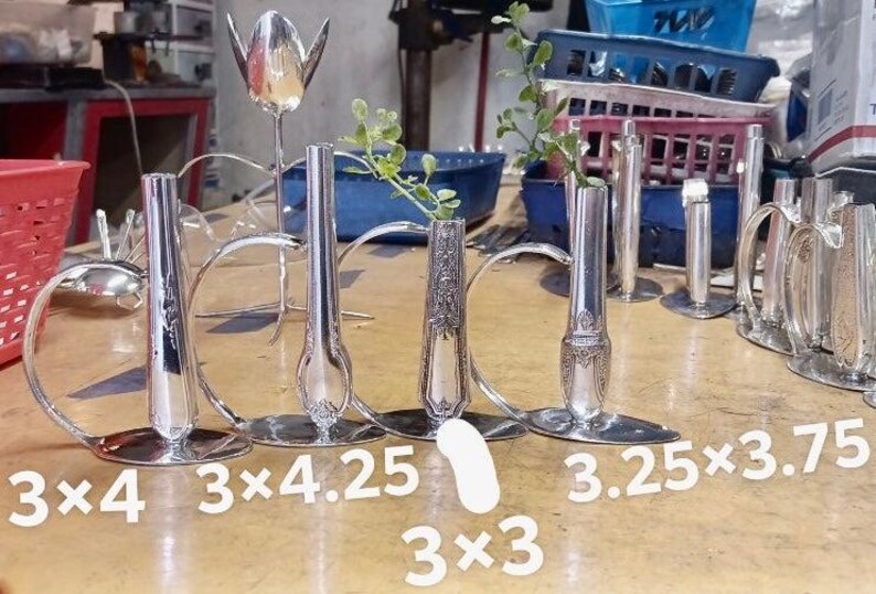 Silver Flower Bud Vase- Single, 4" Tall, Vintage Silverware Metal Art ...