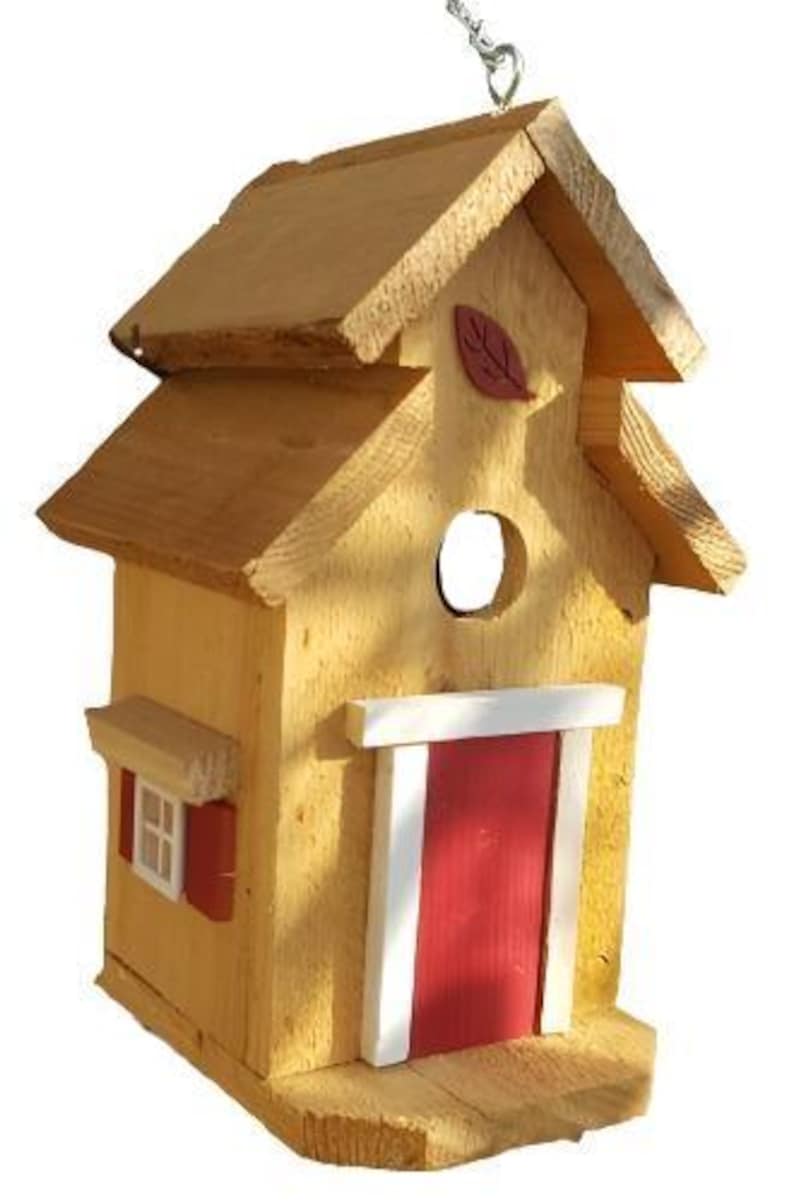 Cedar Cottage Bird House, Rancho Red Trim, 10.5", Bird Houses by Mark ...