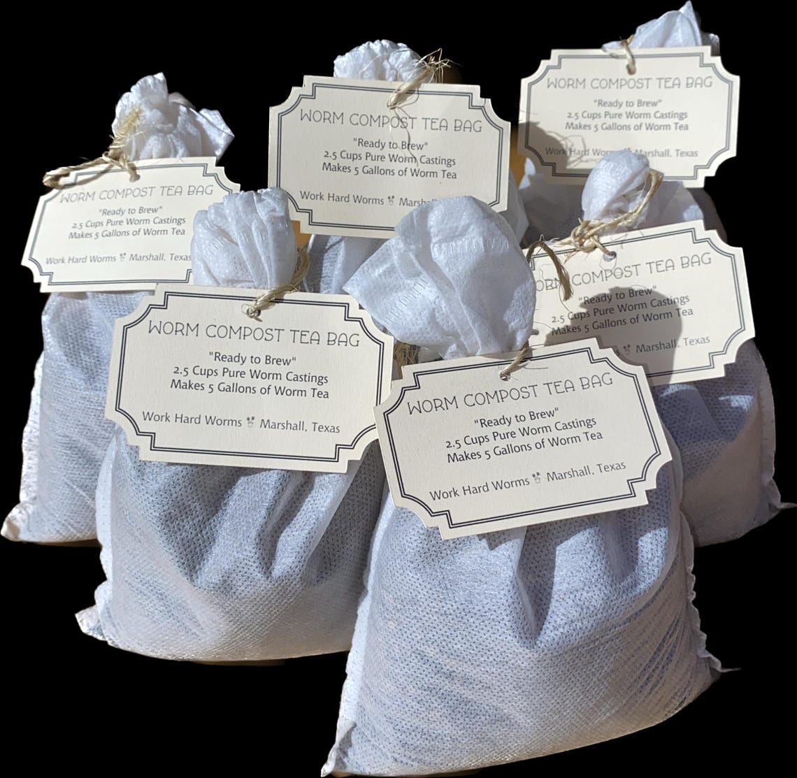 Worm Compost Tea Bags, 2.5-cups, 1/3/6 Bags, "ready to Brew", Makes 5 ...