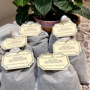 Worm Compost Tea Bags, 2.5-cups, 1/3/6 Bags, "ready to Brew", Makes 5 ...