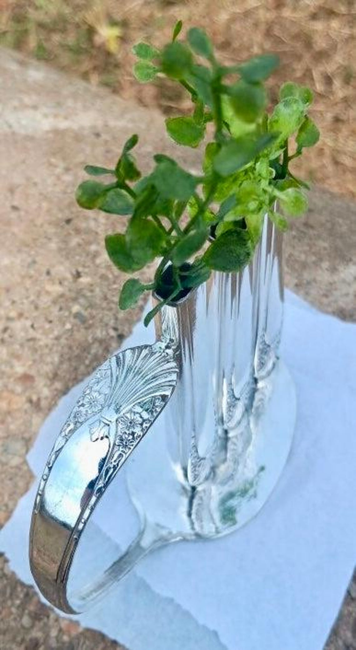 Silver Flower Bud Vase Triple, 4.3 Tall, Vintage Silverware Metal Art ...