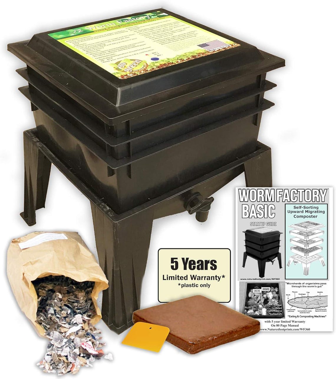Worm Factory Basic, 3 Tray Composting Bin (360 W/o Extras), by Natures ...