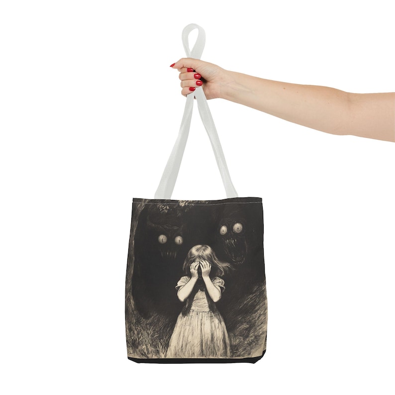 Creepy Little Girl Tote Bag, Scared Child Monster Design, Halloween ...
