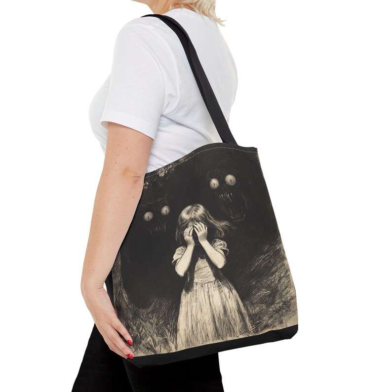 Creepy Little Girl Tote Bag, Scared Child Monster Design, Halloween ...