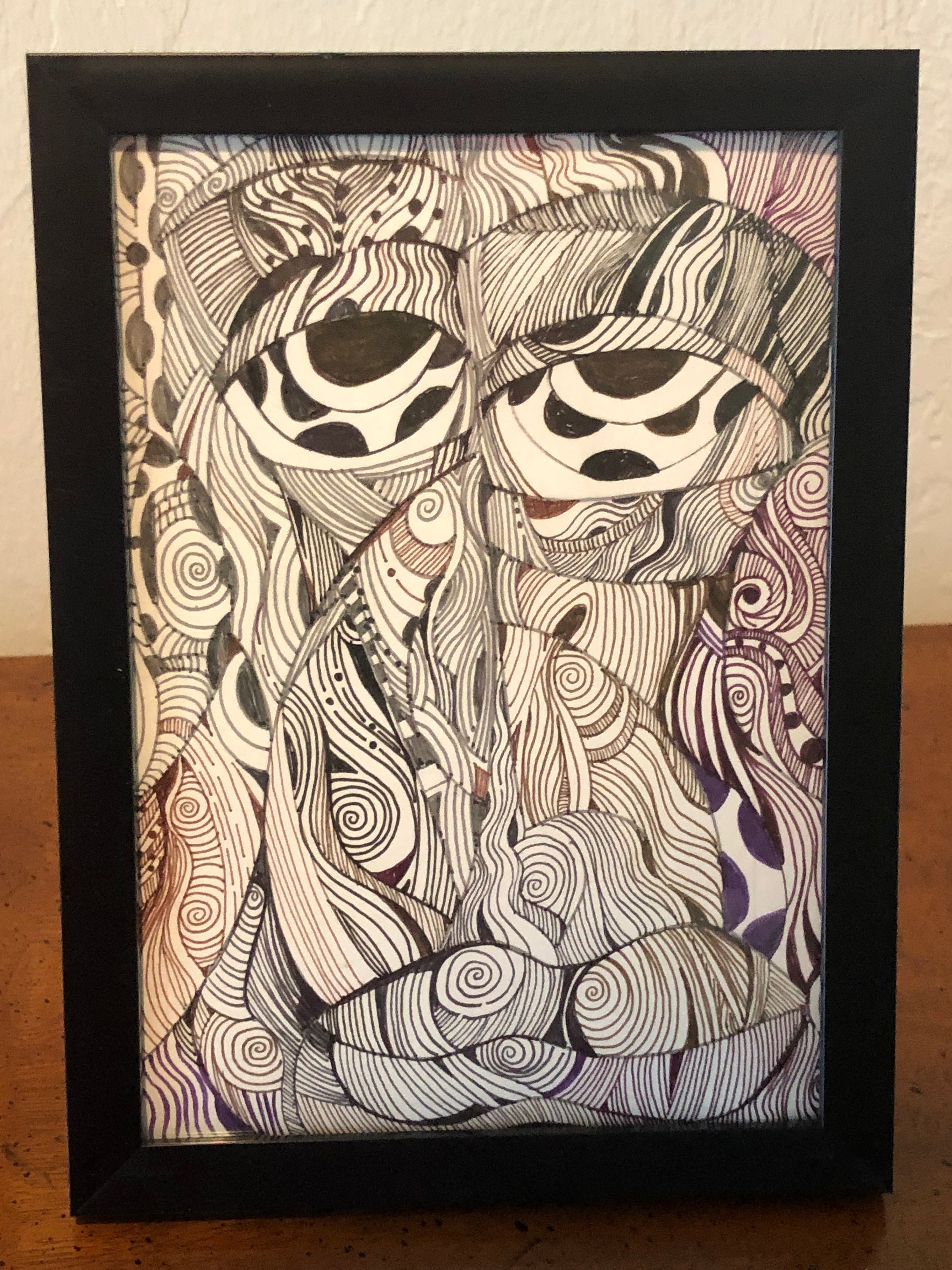 Abstract Art Faces #503 Art Ink Pen on Paper by Davkat Original Art in ...