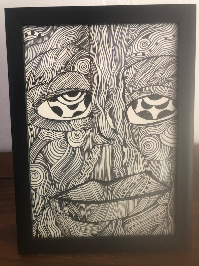 Abstract Art Faces #0026 Art Ink Pen on Paper by Davkat Original Art in ...