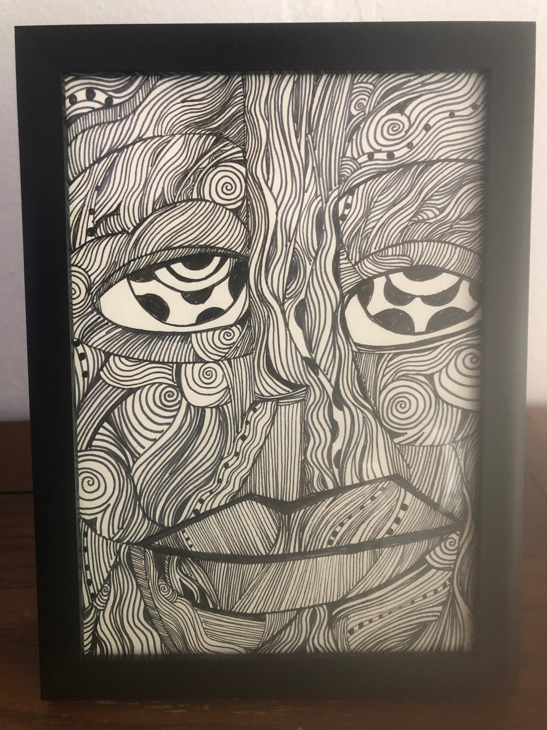 Abstract Art Faces #0026 Art Ink Pen on Paper by Davkat Original Art in ...