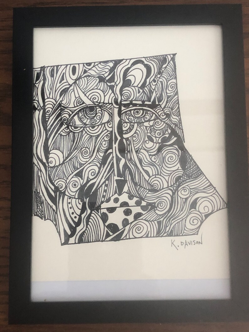 Abstract Art Faces #0200 Art Ink Pen on Paper by Davkat Original Art in ...