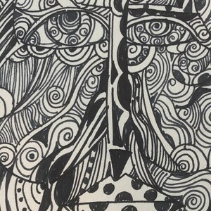 Abstract Art Faces #0200 Art Ink Pen on Paper by Davkat Original Art in ...